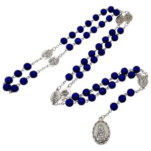 talisman4u seven sorrows of mary rosary chaplet deep blue acrylic beads catholic jewelry necklace for women with rosary box