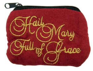 cb catholic creed-zippered rosary case, red