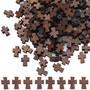 sunnyclue 150pcs wood cross beads bulk easter wooden cross bead natural unfinished wood blank beads cross loose spacer rosary beads charms for jewelry making beading supplies diy necklace crafts