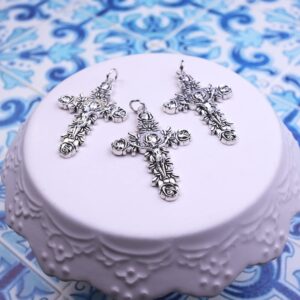 Rosary Making Crucifix, Catholic Cross Jewelry Pendant, Sacramental Celebration Accessory, 2 Inches (Pack of 3)