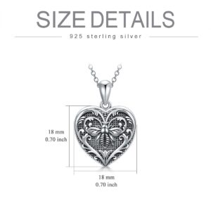 SOULMEET Heart Shaped Honeybee Locket Necklace That Holds 2 Pictures Photo Keep Someone Near to You Sterling Silver Custom Jewelry Personalized Locket Necklace (Locket only)