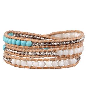 kelitch new star turquoise bracelets love silver beads 3 wrap bracelet women shell pearl bracelets