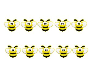 decoendiy 10pcs silicone bee beads-colorful shaped silicone animal beads-loose bee spacer beads with hole-flat bee silicone beads for jewelry making diy bracelets necklaces keychain crafts (yellow)