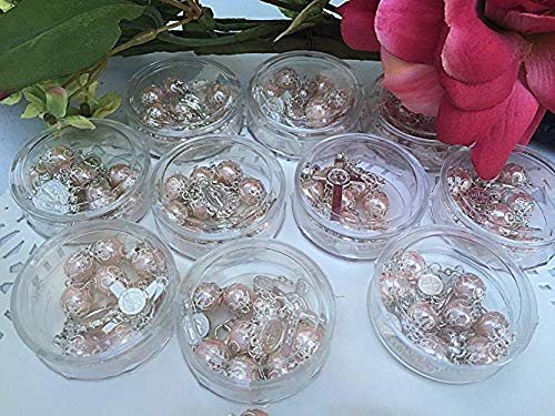 YRP Gifts 12 Pcs Pink/Silver Boy/Girl Hand Bracelet, Mini Rosary Rhinestone Memories Gift for Baptism/First Communion Festivities