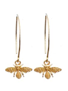 14k gold bee dangle earrings sterling silver