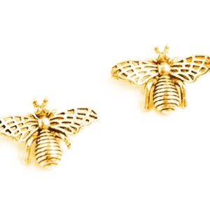 SLUYNZ 925 Sterling Silver Bee Earrings Studs for Women Teen Girls Cute Bumble Bee Earrings (Gold)