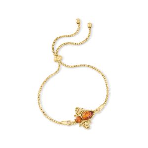 Ross-Simons Amber Bumblebee Bolo Bracelet in 18kt Gold Over Sterling