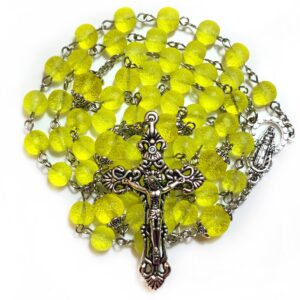 geektenet rosary beads chaplet nl artificial crystal rosery cross catholic rosaries (yellow)