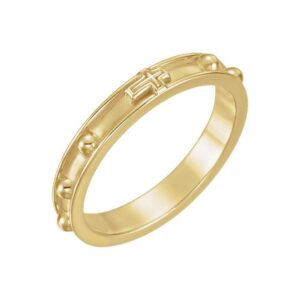 solid 10k yellow gold rosary ring band - size 12 (width = 3.2mm)