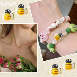 LiQunSweet 5 Pcs Handcrafted Lampwork Glass Loose Animal Beads Spacer 3D Cartoon Bees Honeybee Beads for Jewelry Making DIY Bracelets