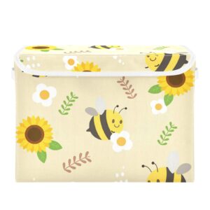 tatenale collapsible storage bins with lids decorative fabric storage cubes closet organizer and storage basket boxes containers for clothes box chest nursery folding rectangle cute bee