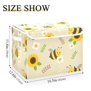 Tatenale Collapsible Storage Bins with Lids Decorative Fabric Storage Cubes Closet Organizer and Storage Basket Boxes Containers for Clothes Box Chest Nursery Folding Rectangle Cute Bee