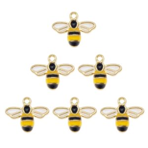 julie wang 40pcs enamel tiny bumble bee charm for necklace bracelet earrings jewelry making craft diy decoration fairy style pendant 14x12mm