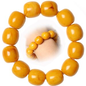 dhjy natural amber chicken oil yellow beeswax bracelet original stone single circle bead bracelet jadeware jewelry unisex,18mmx18