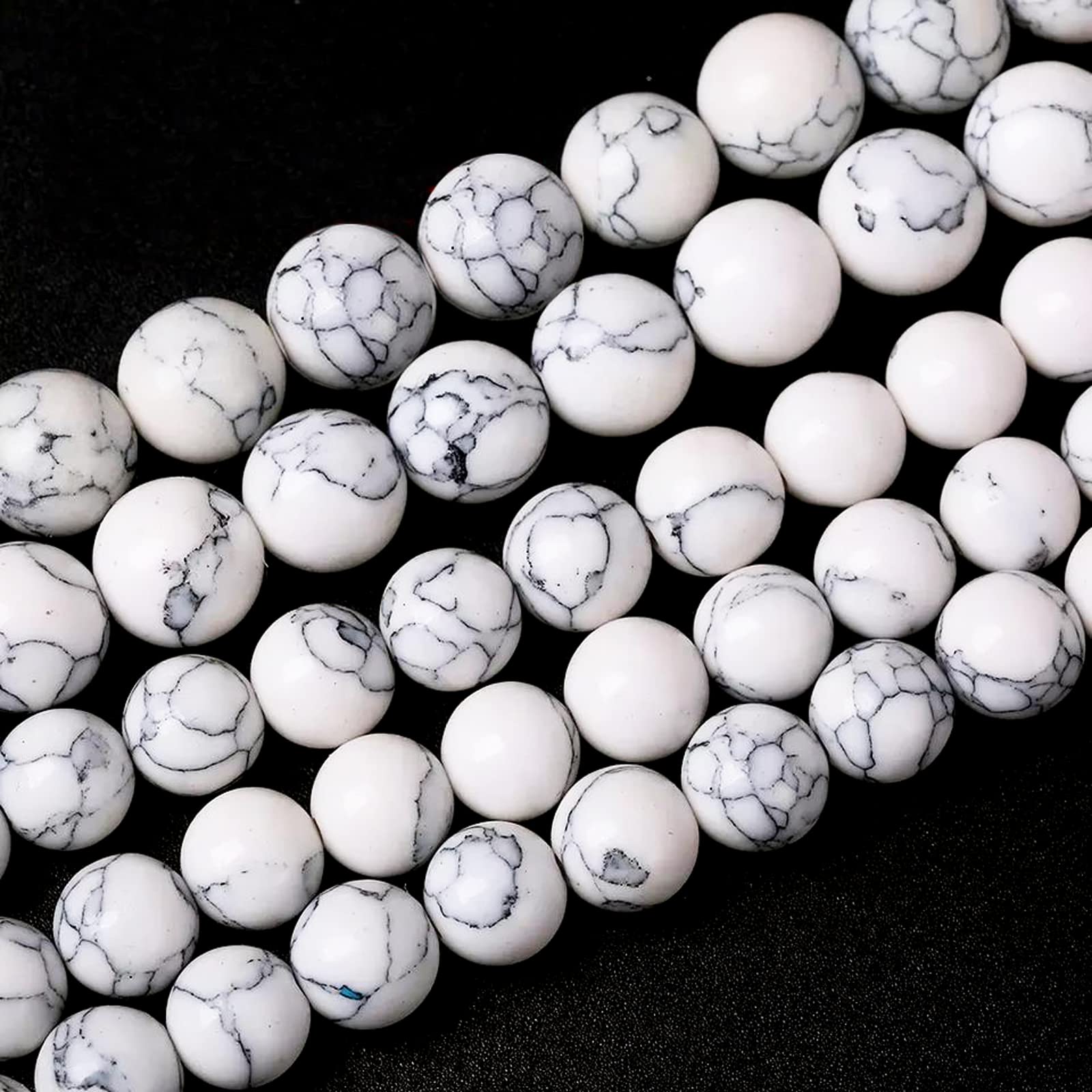 Jmzothie Natural Stone Beads White Turquoise Beads Energy Crystal Healing Power Gemstone for Jewelry Making(8mm, White turquoise-45pcs)