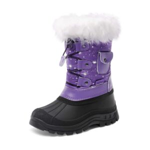 dream pairs boys girls insulated waterproof snow boots,size 2 little kid,purple,ksnow