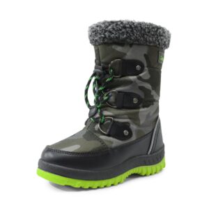 dream pairs boys snow boots slip resistant faux fur lined mid calf kids winter shoes sdsb2228k size 2 little kid camo green