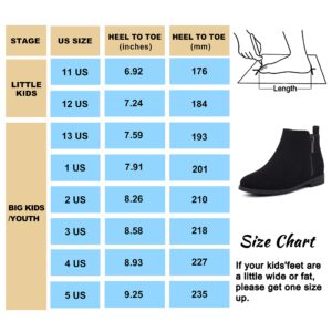 Harvest Land Girl Boots Kids Ankle Boots Warm Side Zipper Boots Low heel Short Booties Winter Snow Boots Anti-Slip Outdoor Shoes for Little Kids/Big Kids Black US2