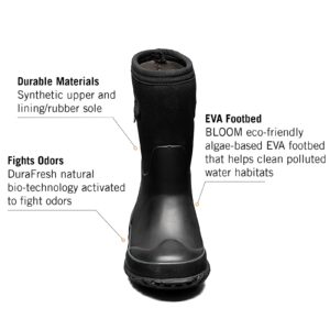 BOGS Grasp Rain Boots I Waterproof, Insulated All Weather Mud & Snow Boots for Cold Weather I Big Girls, Big Boys, Little Girls & Little Boys - Black - 2