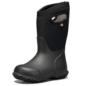 bogs unisex child york waterproof rainboot rain boot, solid black, 2 little kid us