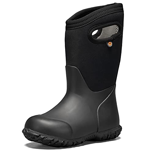 BOGS unisex child York Waterproof Rainboot Rain Boot, Solid Black, 2 Little Kid US