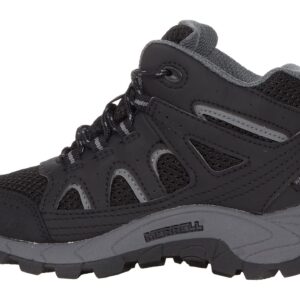 Merrell Oakcreek Mid Lace WTRPF Hiking Boot, Black/Grey, 2 US Unisex Big Kid