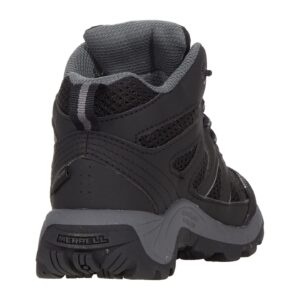 Merrell Oakcreek Mid Lace WTRPF Hiking Boot, Black/Grey, 2 US Unisex Big Kid