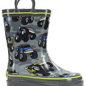 Western Chief boys Waterproof Printed Rain Boot, Monster Crusher,2-3 Little Kid