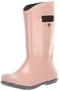 bogs rainboot print waterproof rain boot, glitter-rose gold, 2 us unisex little kid