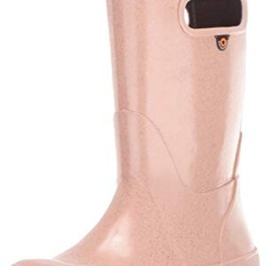 Bogs Rainboot Print Waterproof Rain Boot, Glitter-Rose Gold, 2 US Unisex Little Kid