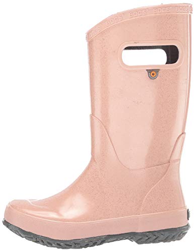 Bogs Rainboot Print Waterproof Rain Boot, Glitter-Rose Gold, 2 US Unisex Little Kid