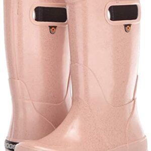 Bogs Rainboot Print Waterproof Rain Boot, Glitter-Rose Gold, 2 US Unisex Little Kid