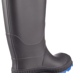 Kamik Youth Stomp Rain Boot, Charcoal/Blue, 2 US Unisex Little Kid