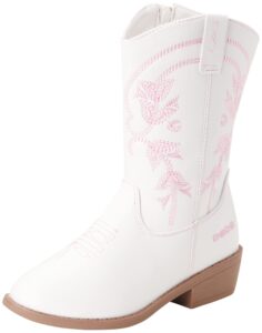 bebe girls' cowgirl boots - classic western cowboy boots - mid calf boots for toddlers, little and big girls (5t-7), size 2 little kid, pink/white