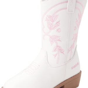 bebe Girls' Cowgirl Boots - Classic Western Cowboy Boots - Mid Calf Boots for Toddlers, Little and Big Girls (5T-7), Size 2 Little Kid, Pink/White