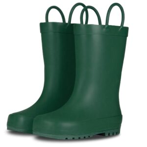 lone cone elementary collection - premium natural rubber rain boots with matte finish for toddlers and kids, leap frog green, little kid 2