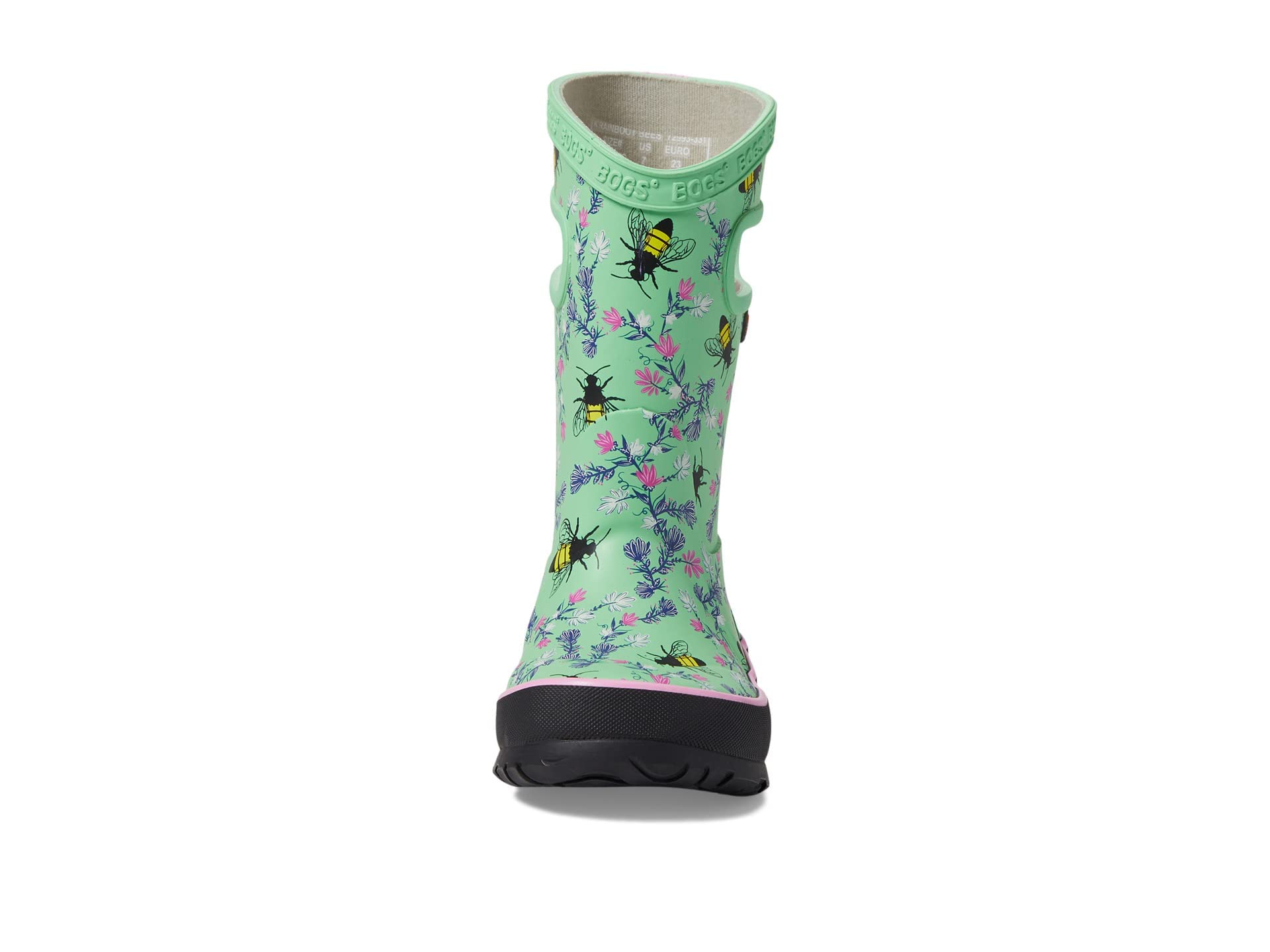 BOGS Rain Boot Bees (Toddler/Little Big Kid), Mint Green, 2 US Unisex