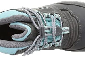 KEEN Ridge Flex Mid Height Waterproof Leather Hiking Boots, Grey/Blue Tint, 2 US Unisex Big Kid