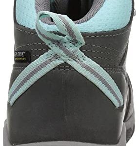 KEEN Ridge Flex Mid Height Waterproof Leather Hiking Boots, Grey/Blue Tint, 2 US Unisex Big Kid