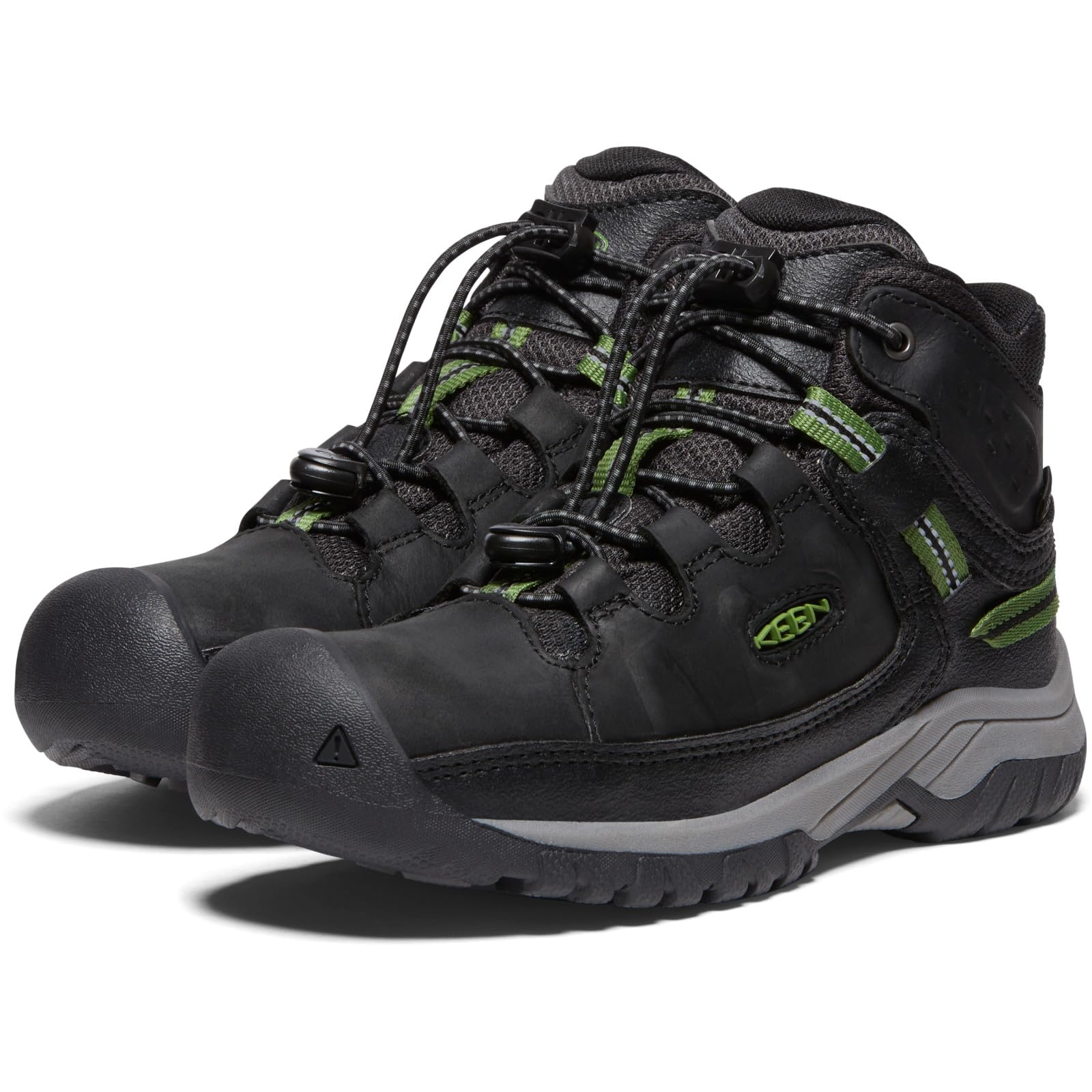 KEEN Kids' Targhee Mid Height Waterproof Hiking Boots, Black/Campsite, 2 Big Kid US