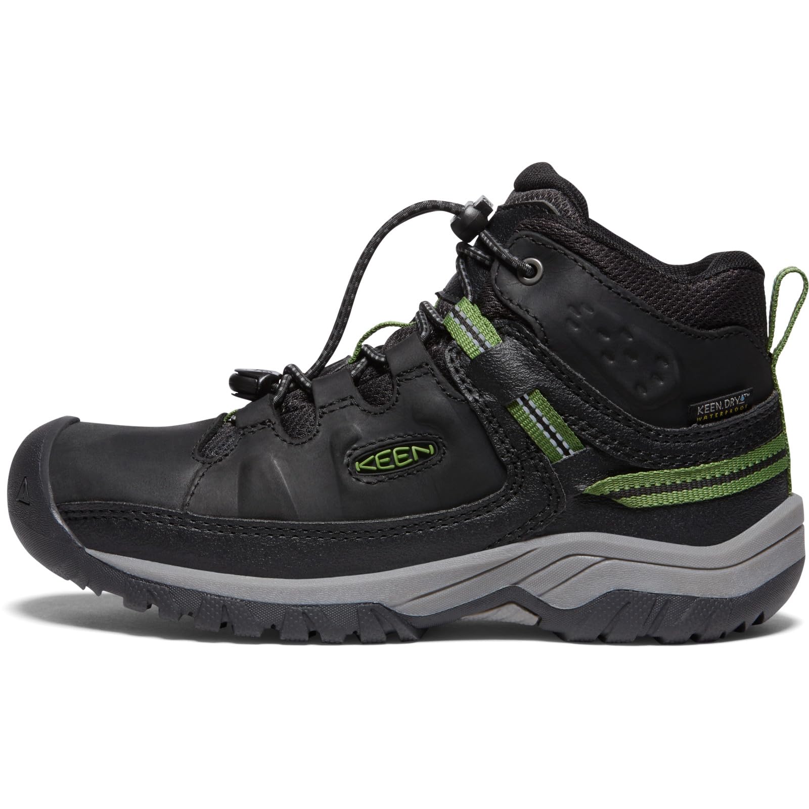 KEEN Kids' Targhee Mid Height Waterproof Hiking Boots, Black/Campsite, 2 Big Kid US