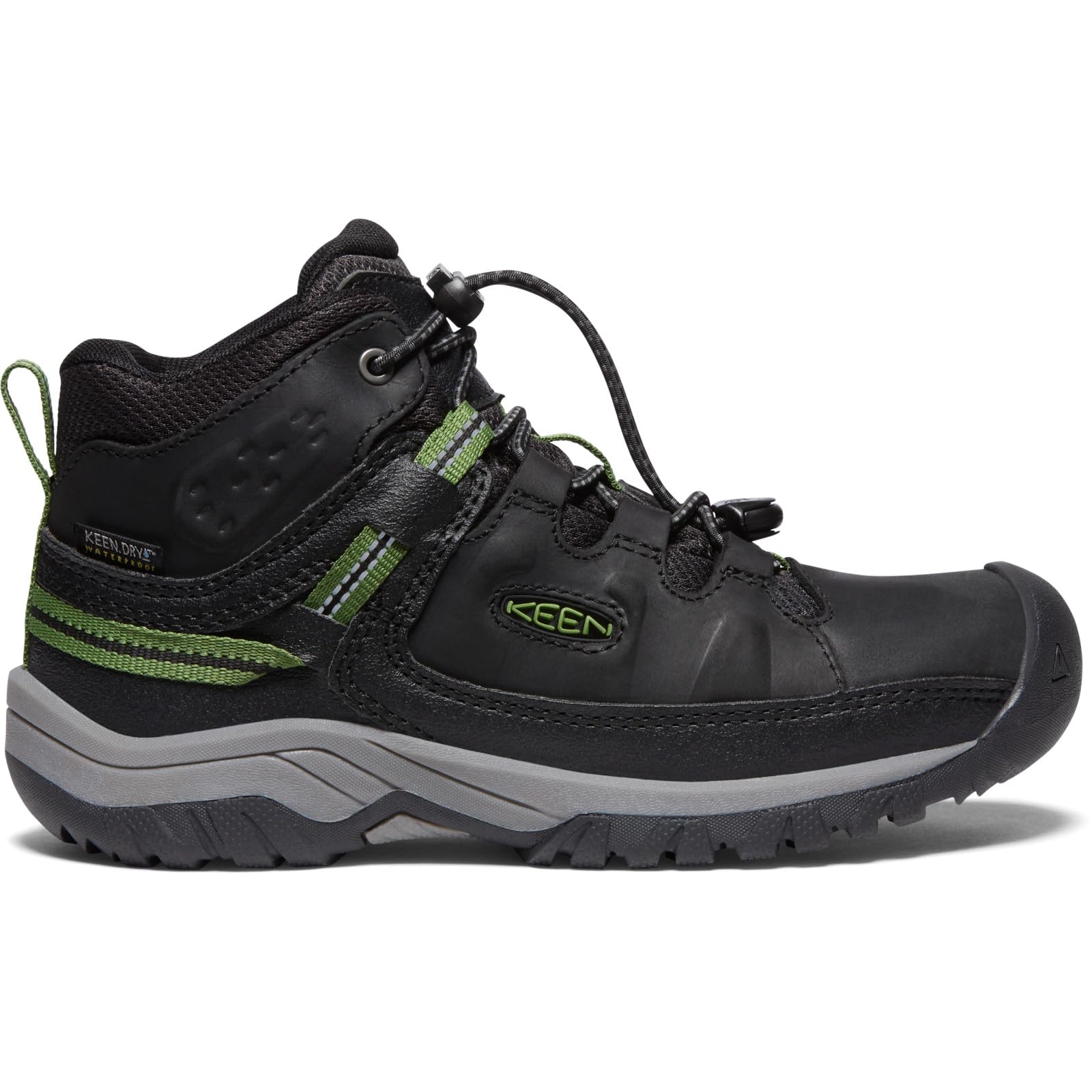 KEEN Kids' Targhee Mid Height Waterproof Hiking Boots, Black/Campsite, 2 Big Kid US