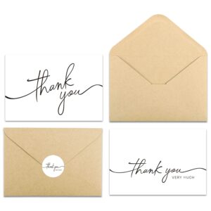 30 pack thank you cards with envelopes, 4" x 6" professional looking | suitable for business, baby shower, wedding, small business, graduation, bridal shower, funeral