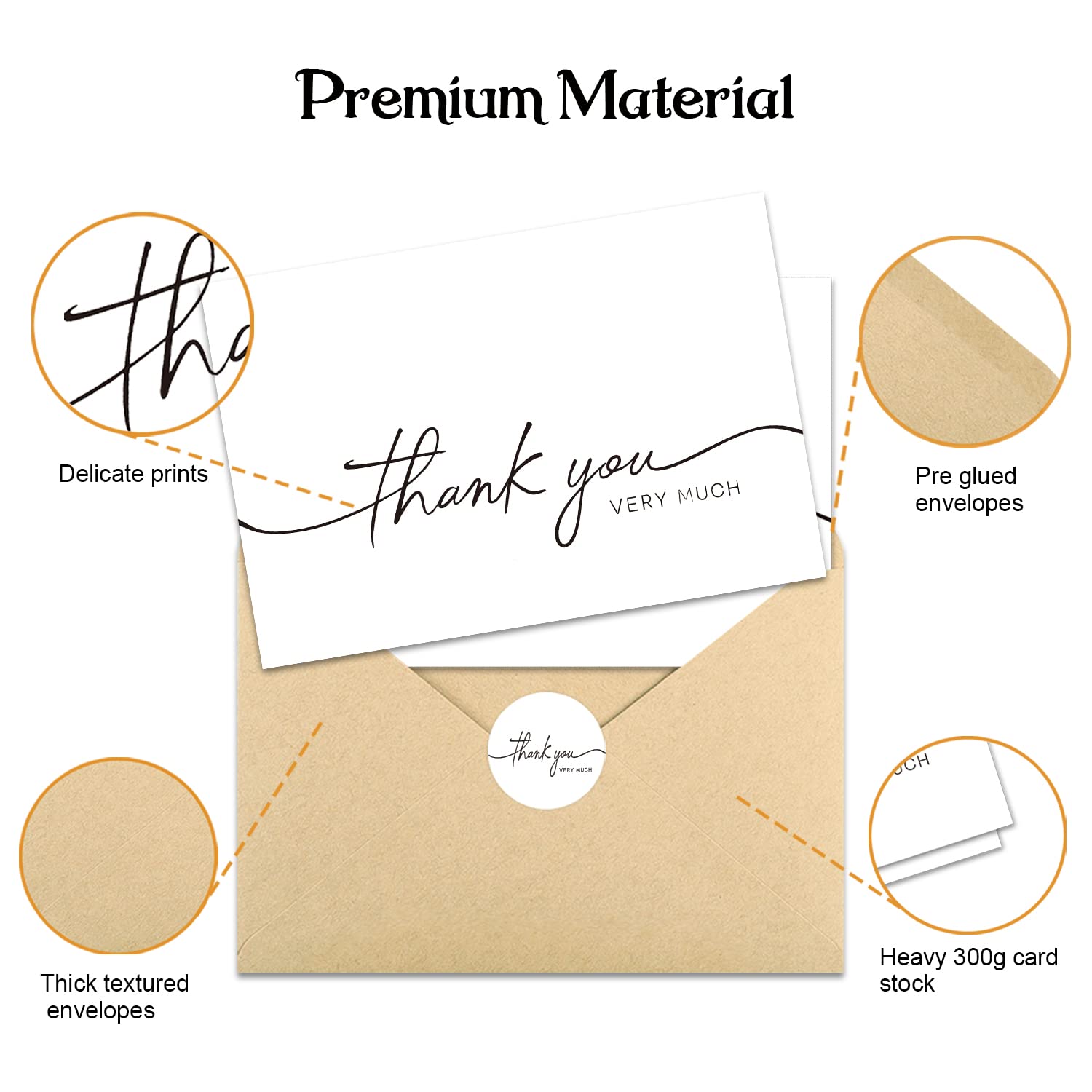 30 Pack Thank You Cards with Envelopes, 4" x 6" Professional Looking | Suitable for Business, Baby Shower, Wedding, Small Business, Graduation, Bridal Shower, Funeral