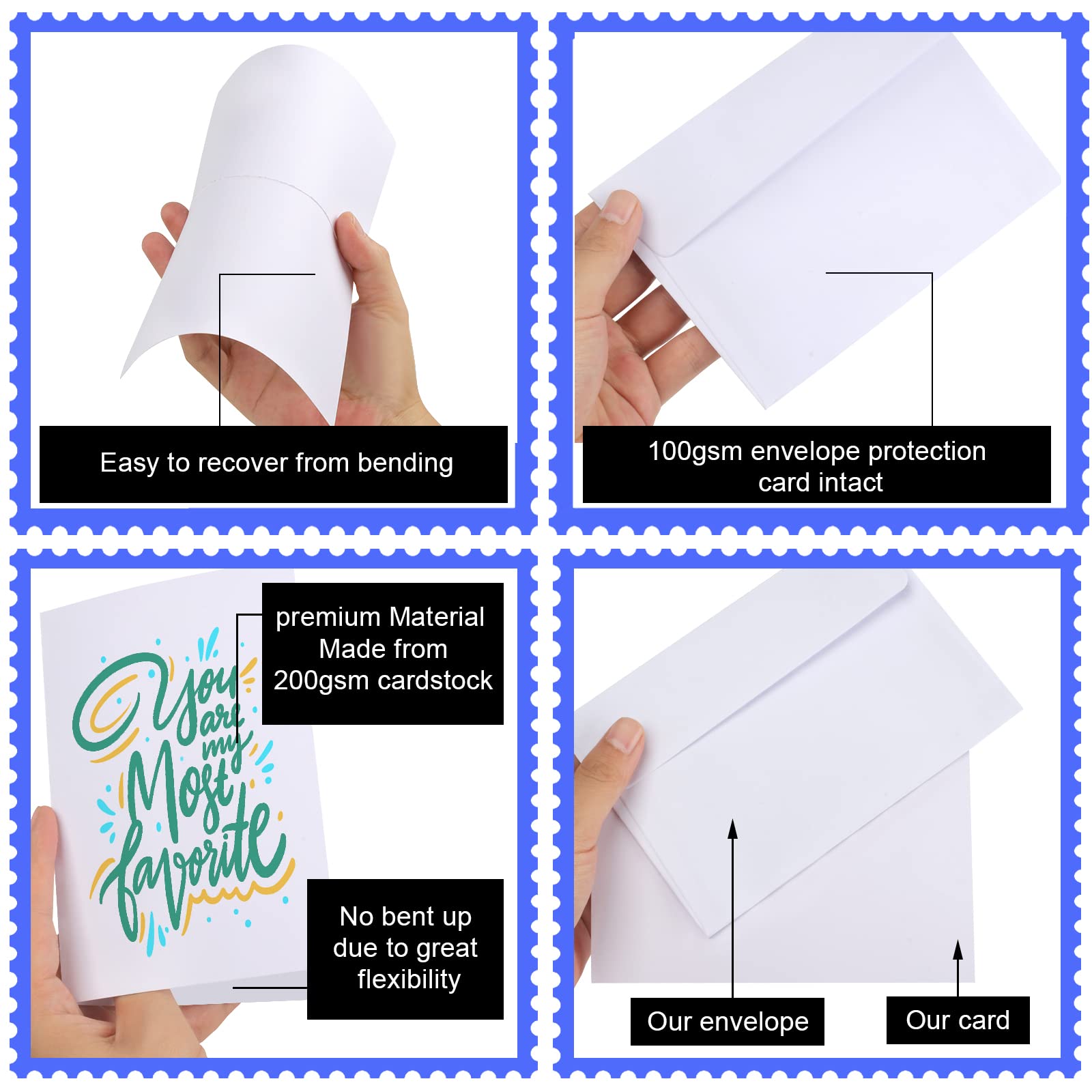 Joyberg Blank Cards and Envelopes 4x6, 30 Pack White Invitation Cardstock with 30 Pack Envelopes, Self-Seal Thank you Blank Greeting Cards and Envelopes, for All Occasions DIY, Print custom