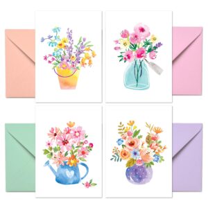 blank cards with envelopes - 48 floral blank note cards with envelopes – 4 assorted cards for all occasions! blank notecards and envelopes stationary set for personalized greeting cards-4x5.5"