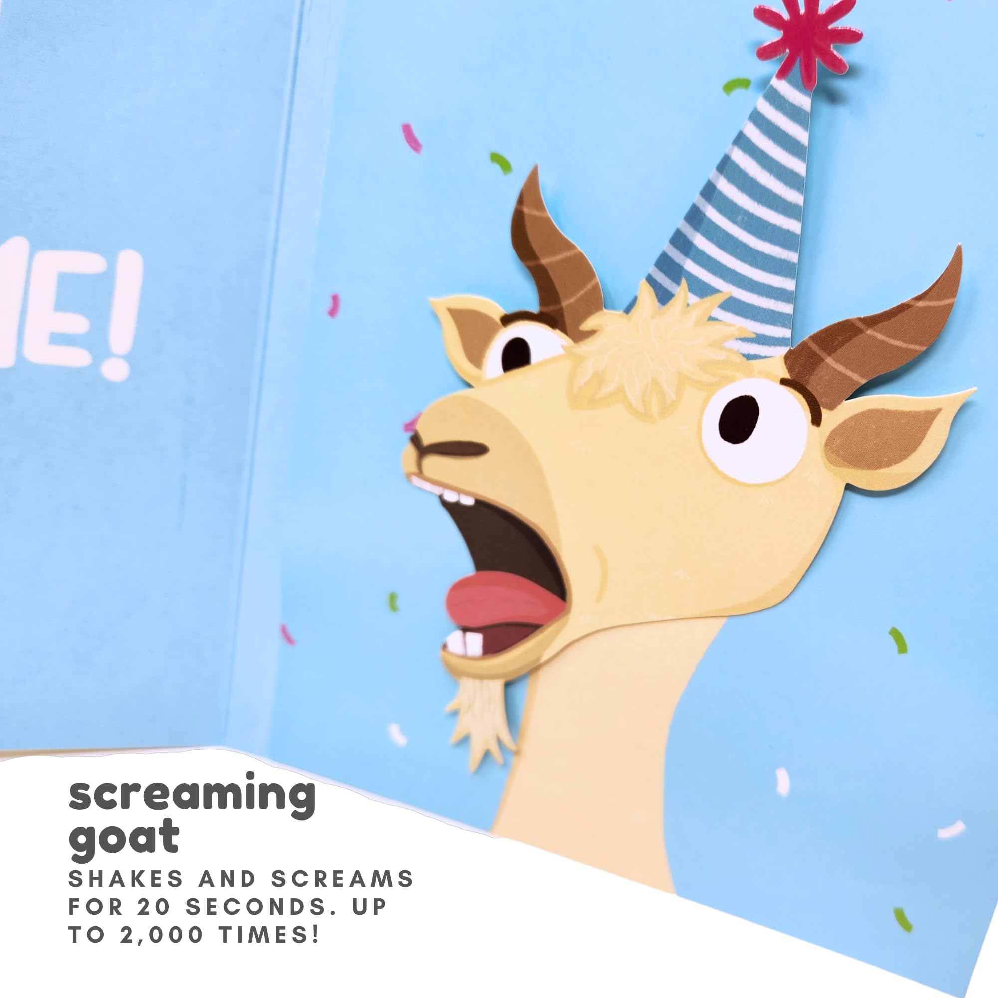 Good Egg Greetings Screaming Goat Birthday Card | Funny Birthday Card for Men Women Kids | Screaming Goat Meme Sound and Shaking Head Motion Bday Greeting Cards 5.25 x 8.18 Inch