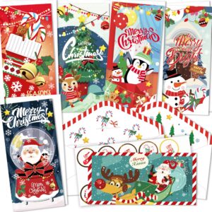 bgtcards christmas money cards - 30 pack - christmas money holder with envelopes - christmas gift card holder for cash, checks, or gift cards in 6 assorted festive designs