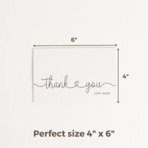 48 Pack Thank You Cards Bulk with Kraft Envelopes and Stickers, 4x6 In Professional Looking | Suitable for Business, Baby Shower, Wedding, Small Business, Graduation, Bridal Shower, Funeral White