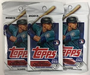 topps 2023 series 1 baseball mlb set of 3 packs - 16 cards per pack - 48 trading cards total